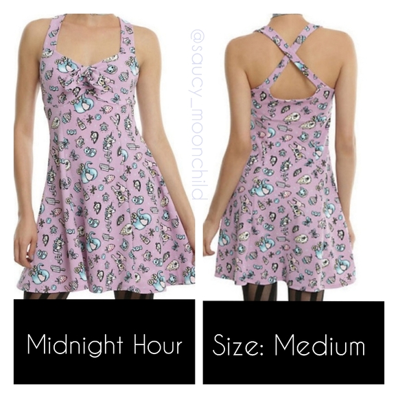 Hot Topic | Dresses | Midnight Hour Mini Dress Cross Back Fit Flare ...